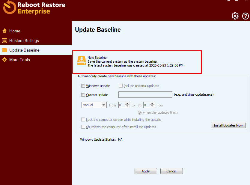 How to manually set a New Baseline